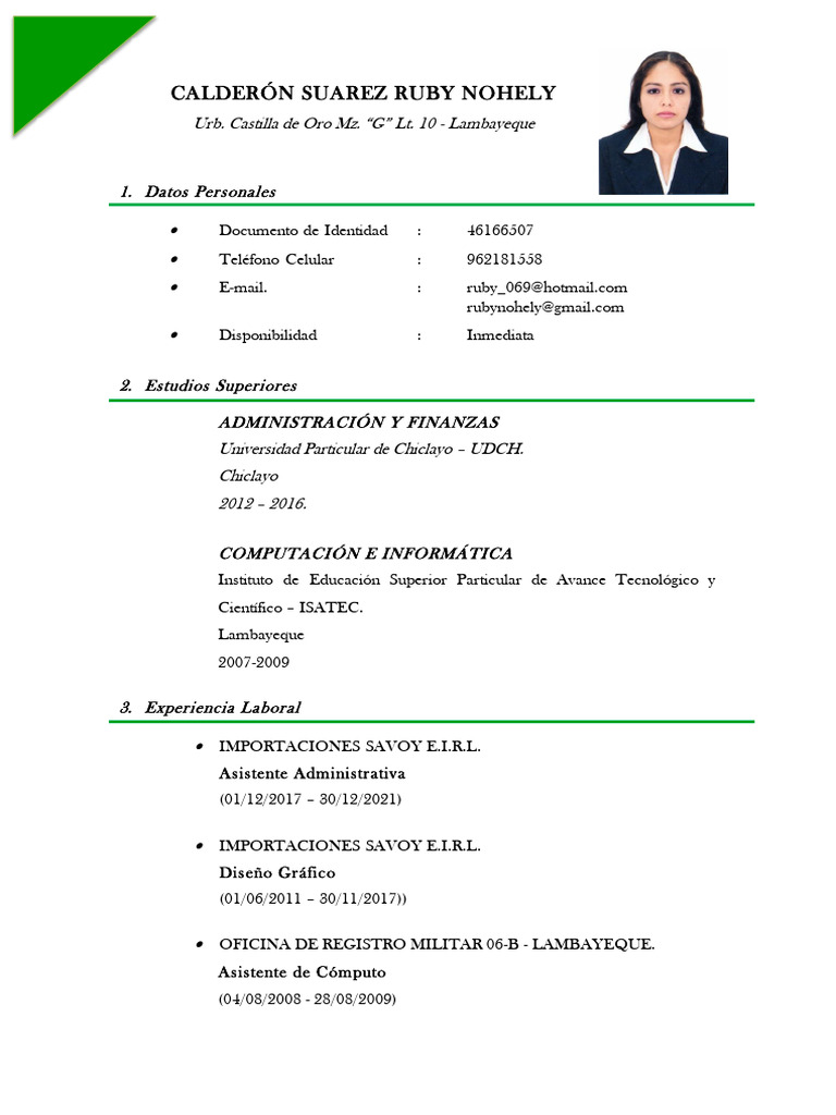 CV - Ruby Calderón Suarez | PDF | Microsoft | Educación más alta