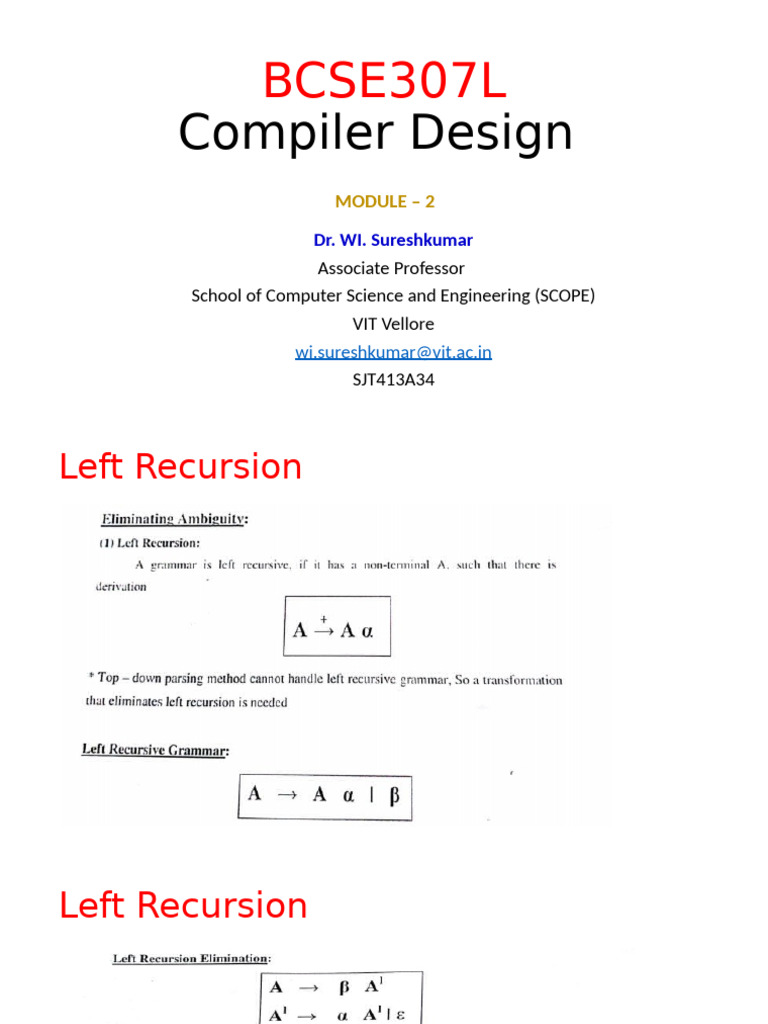 Module 4 - Left Recursion and Left Factoring | PDF