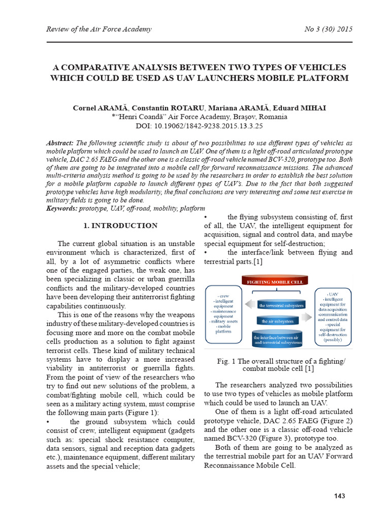 A Comparative Analysis 2 Types of Vehicles Which Could Be Used as Uav Launchers Platform | PDF ...