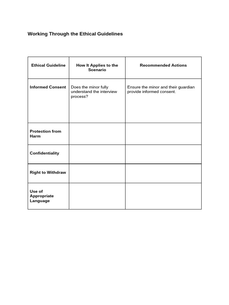 Ethical Guidelines for Minors | PDF