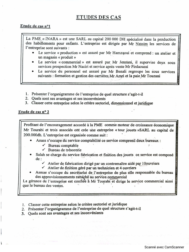 Exercices Les Structures de L'entreprise | PDF