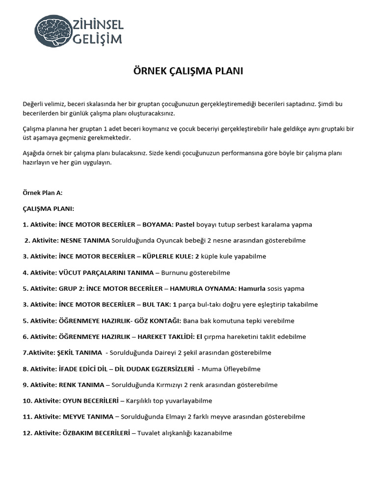 ornek_calisma_plani | PDF