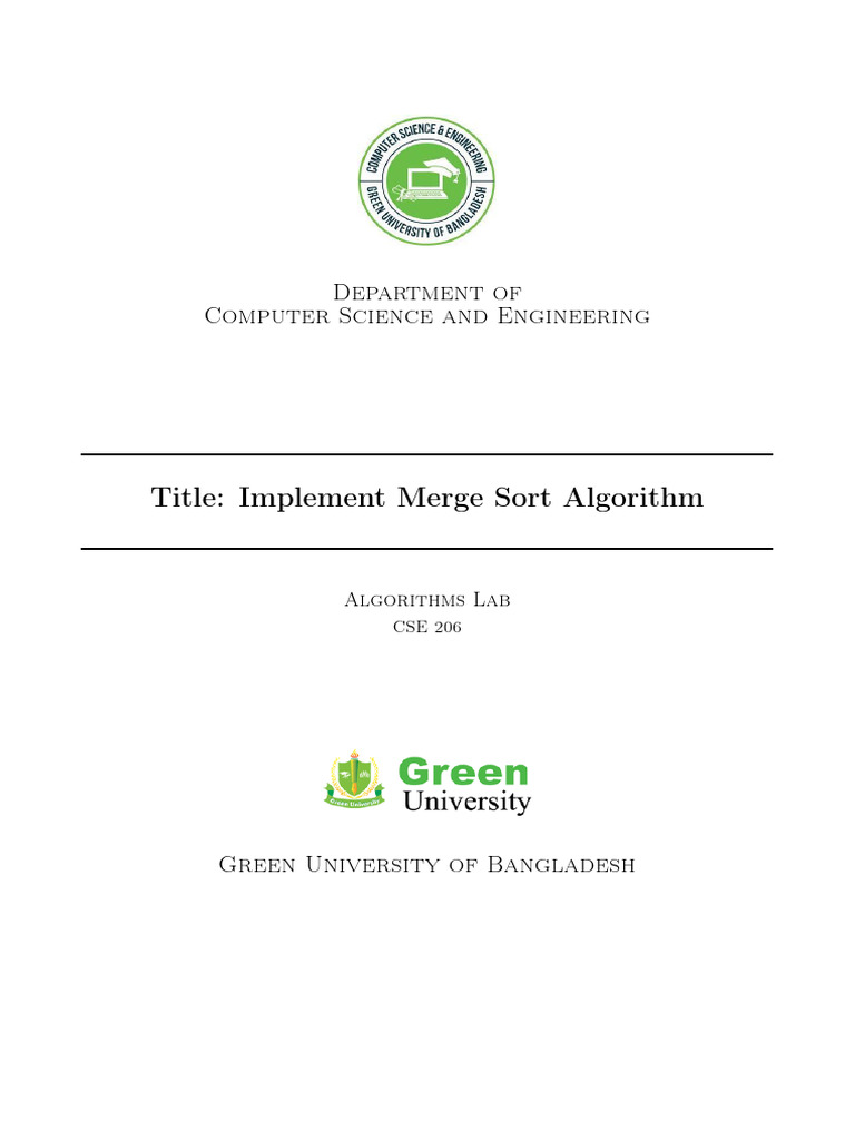 CSE 205 Lab Manual 8 Merge Sort | PDF | Computing | Mathematical Logic