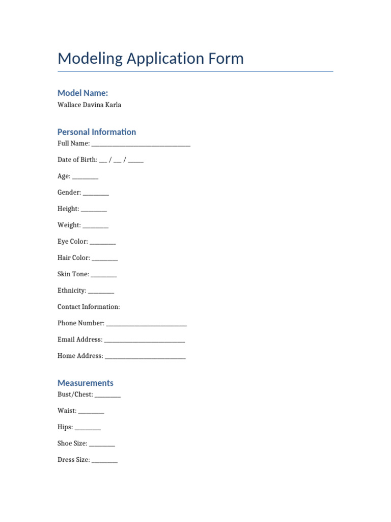 Wallace_Davina_Karla_Modeling_Form | PDF Wallace_Davina_Karla_Modeling_Form | PDF