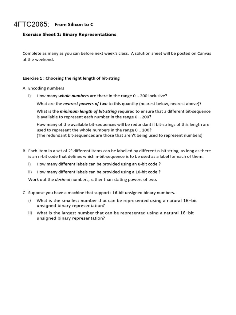 Tut 1 | PDF | Bit | Numbers