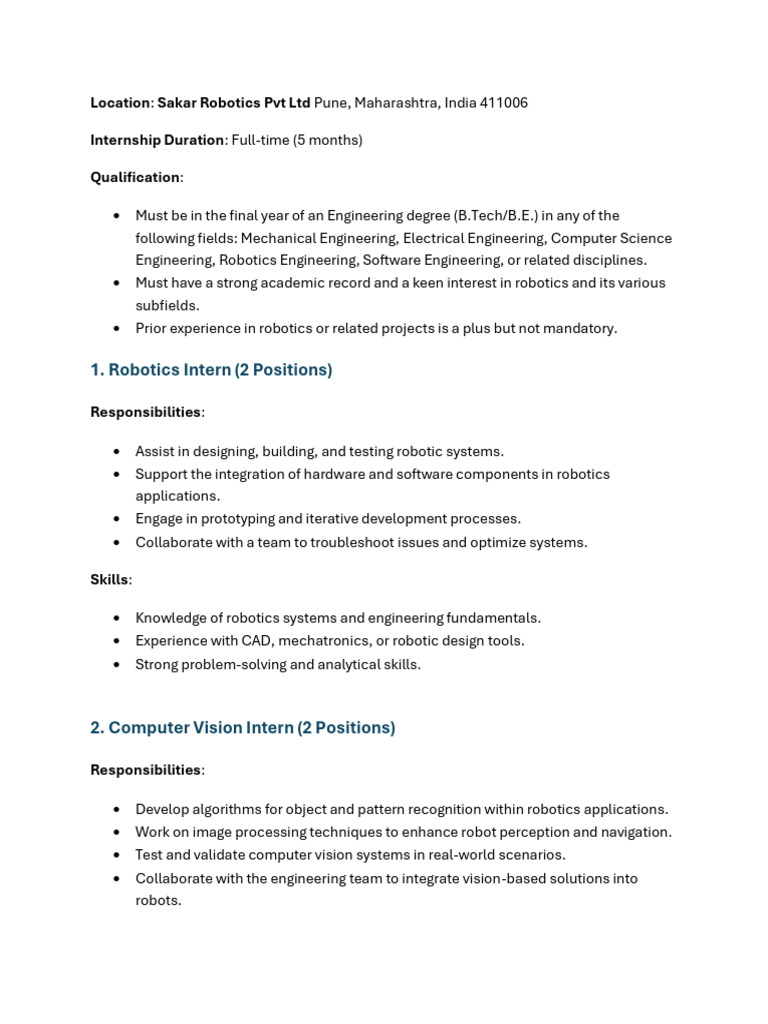 Internship Description | PDF | Embedded System | Engineering