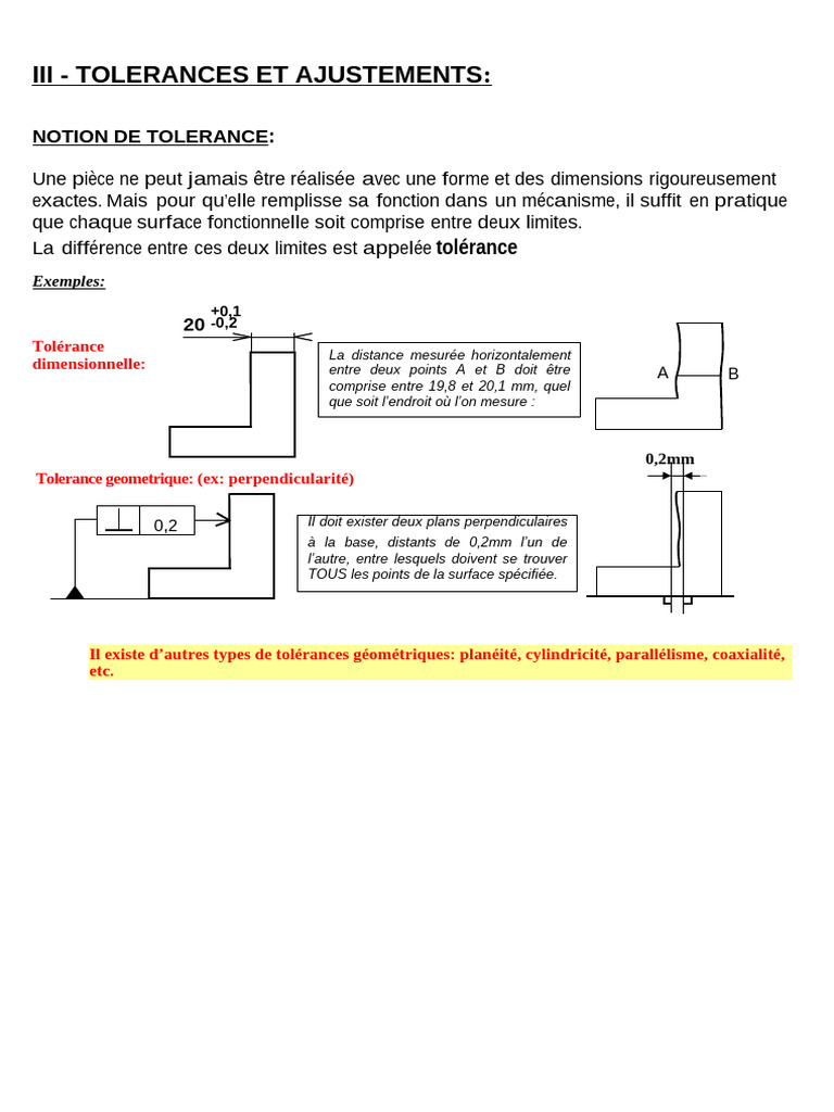 Tolérances et Ajustements en Mécanique | PDF | Tolérance géométrique