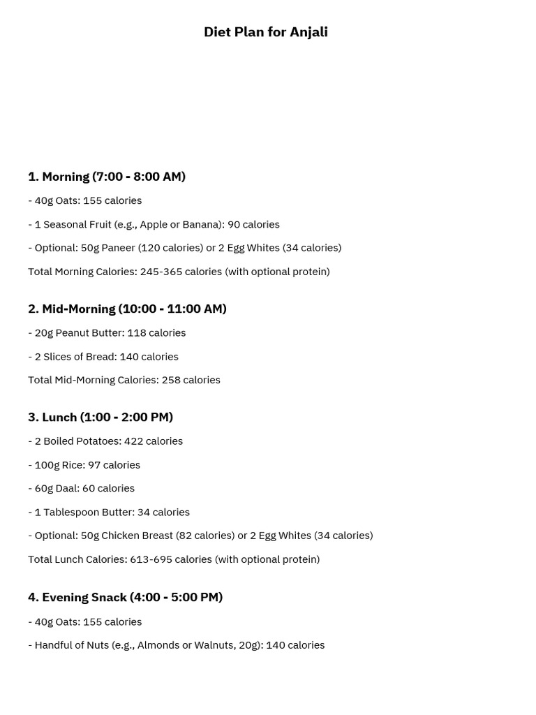 Diet Plan Anjali PDF | PDF