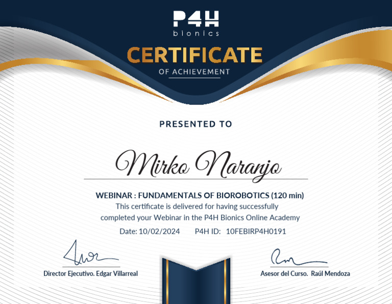 p4h Bionic Certificado | PDF