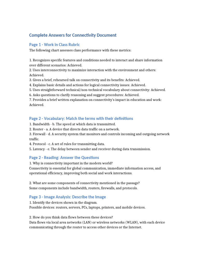 Connectivity Complete Answers | PDF | Computer Network | Network Topology Connectivity Complete Answers | PDF | Computer Network | Network Topology
