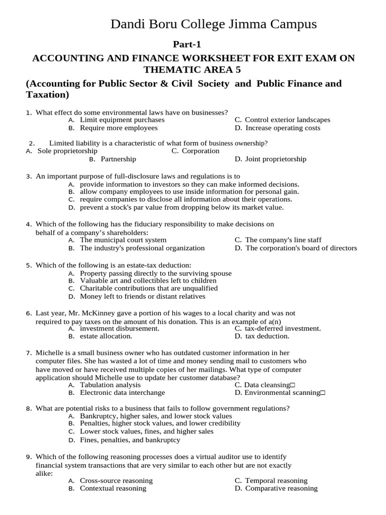 ACFN Exit Exam Worksheet Question (Part-1) | PDF | Credit Card | Banks