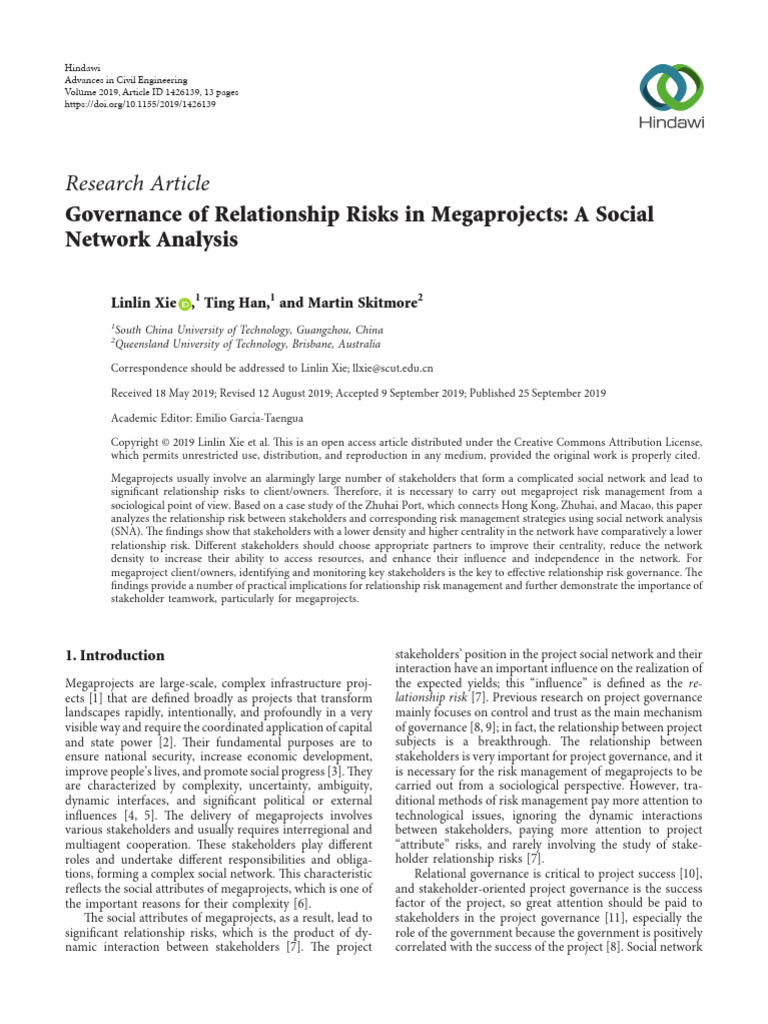 Governance of Relationship Risks in Megaprojects - A Social | PDF ...