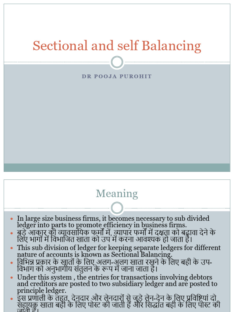 Sectional and Self Balancing | PDF | Debits And Credits | Accounting