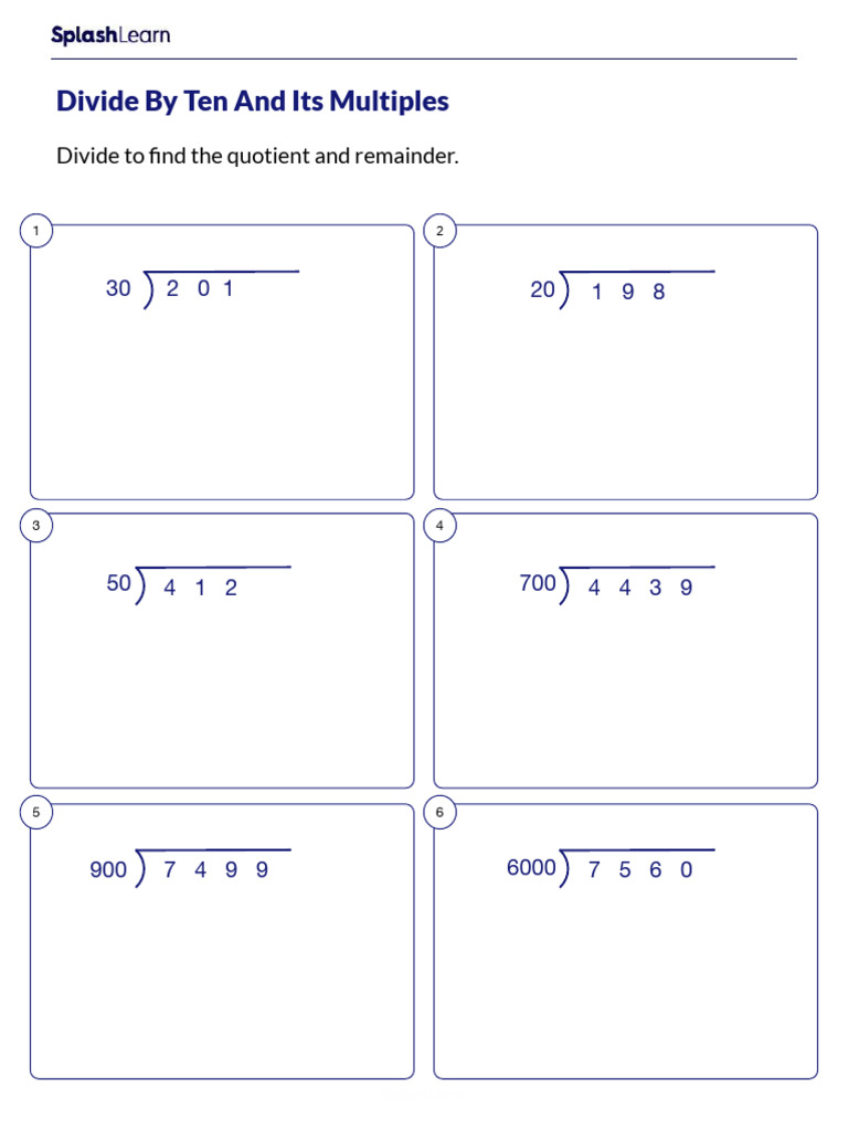 Divide By Multiples of Ten Worksheet | PDF