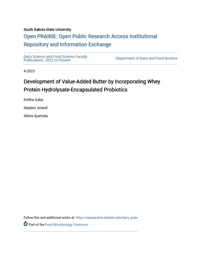 Development of Value-Added Butter by Incorporating Whey Protein H | PDF ...