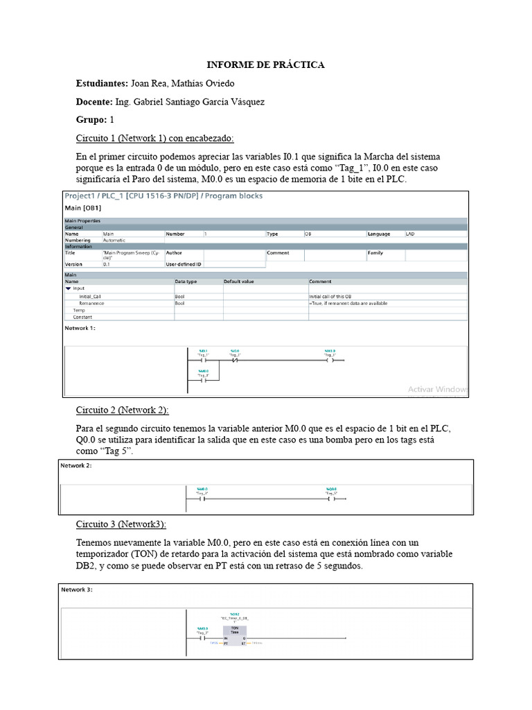 Informe Práctica - Rea, Oviedo | PDF