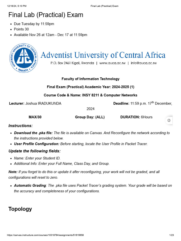 Final Lab (Practical) Exam | PDF | Ip Address | Computer Network