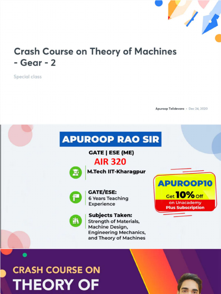 Crash Course On Theory of Machines Gear 2 With Anno | PDF