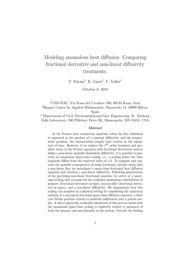 Anomalous Heat Diffusion Modeling Techniques | PDF | Diffusion | Heat