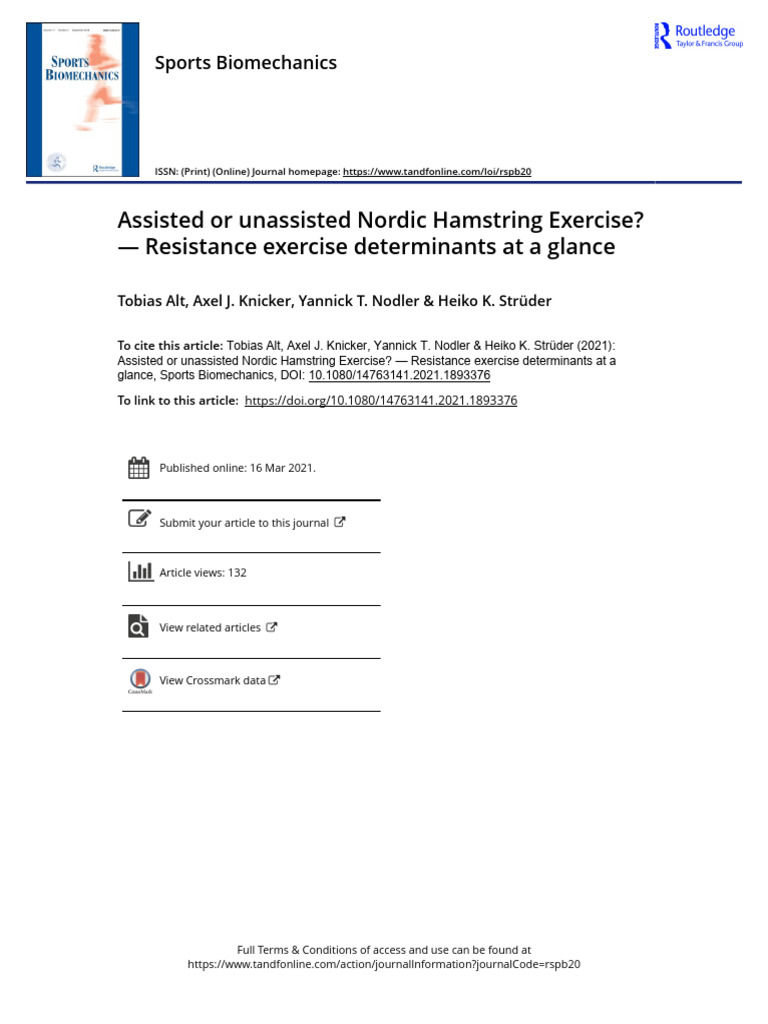 Assisted or Unassisted Nordic Hamstring Exercise? - Resistance Exercise ...