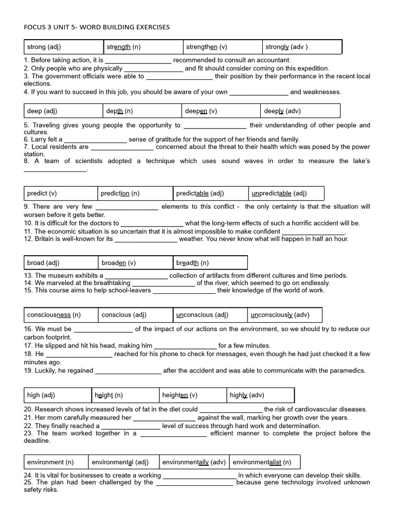 F3 U5 WORDBUILDING - Docx-1 | PDF | Natural Environment
