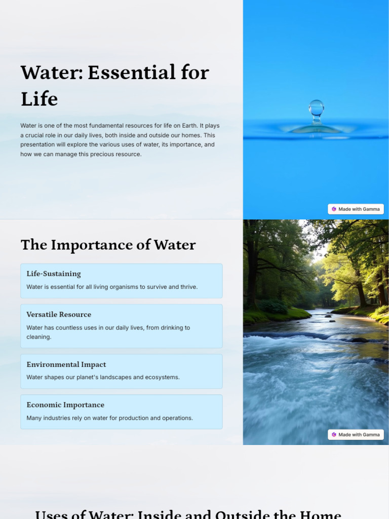 Water Essential For Life | PDF | Water | Water Resources
