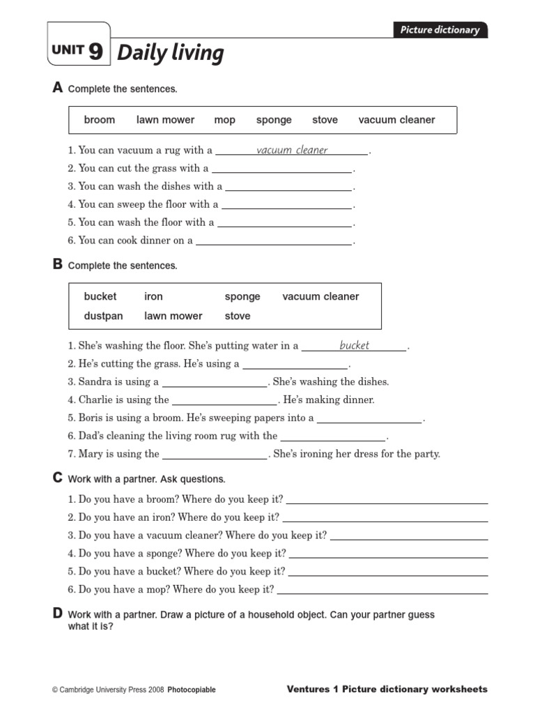 Daily Living Vocabulary Guide | PDF