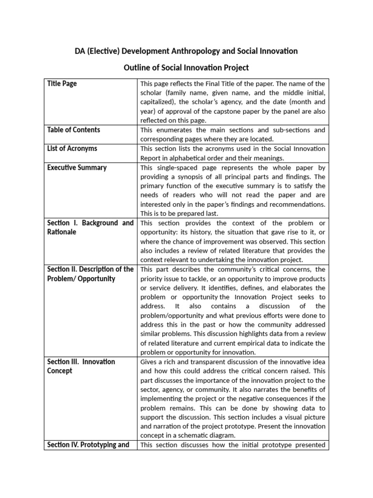 Outline of Social Innovation Project 1 | PDF | Innovation | Business Model