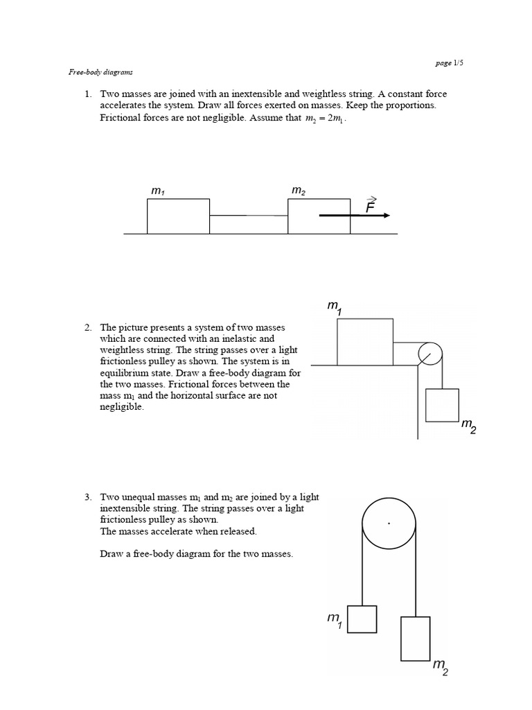 EX Free-Body Diagrams - Exercises | PDF | Force | Momentum