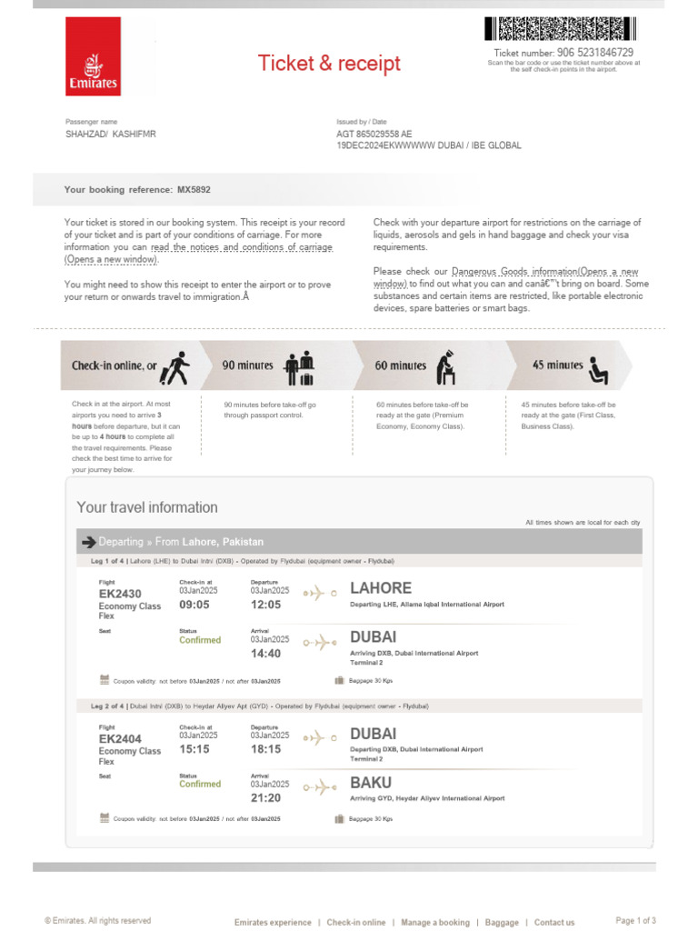 KASHIF Ticket | PDF | Aviation