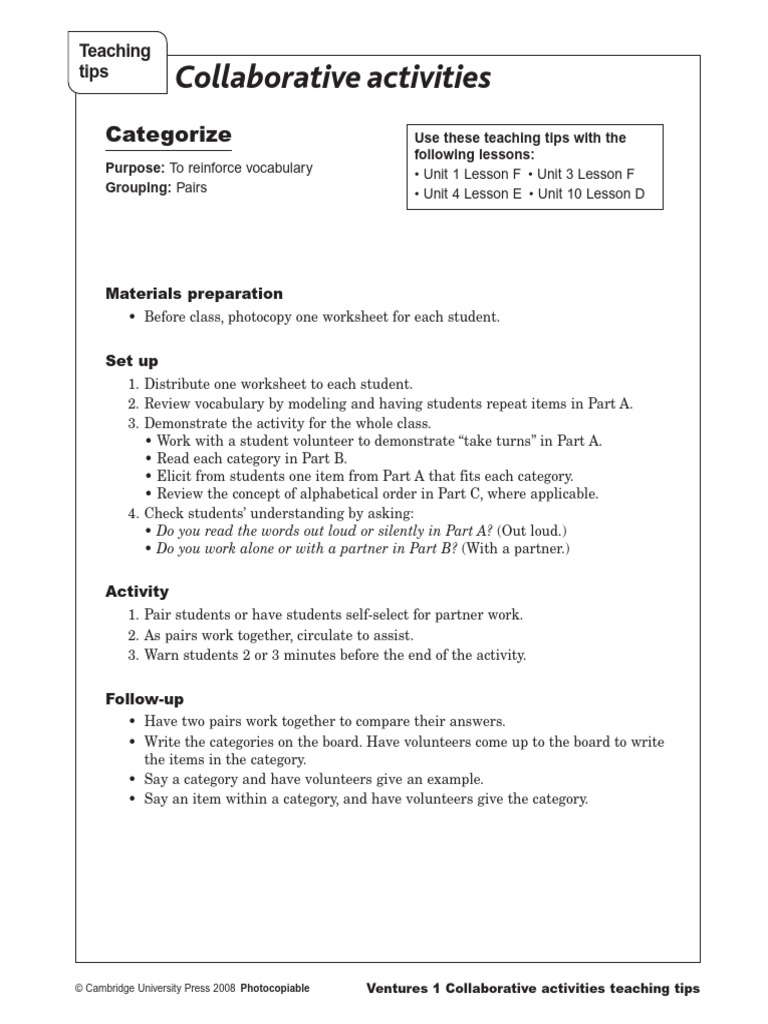 Categorizing Collaborative Activities | PDF