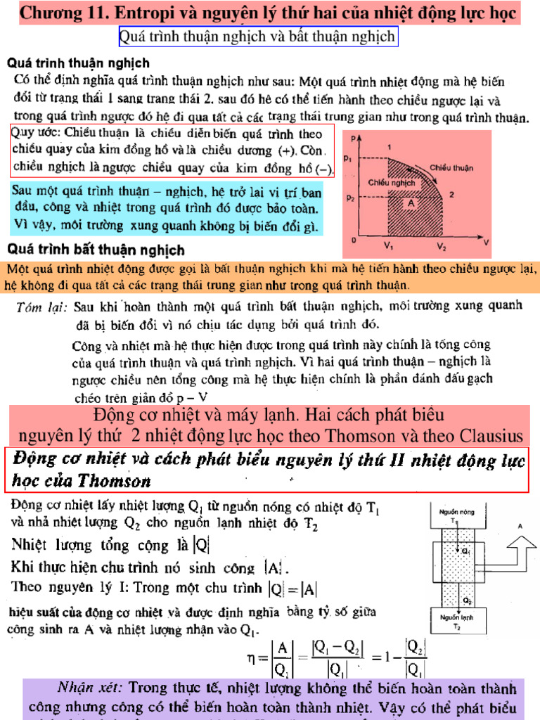 GUI SV Chuong 11 - Entropi Va Nguyen Ly Thu Hai Cua Nhiet Dong Luc Hoc | PDF