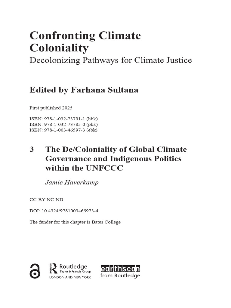 The de - Coloniality of Global Climate Governance and Indigenous ...