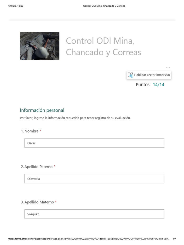 Control ODI Mina, Chancado y Correas | PDF