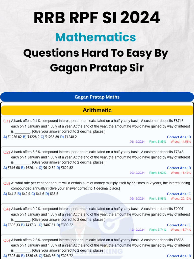 RPF Sir Math Question | PDF | Sphere | Interest