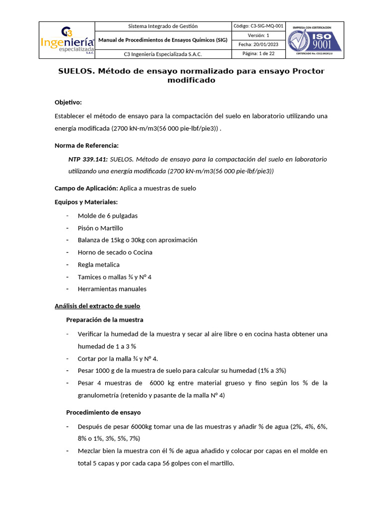 Manual de Ensayo para Proctor | PDF | Cloruro | Agua