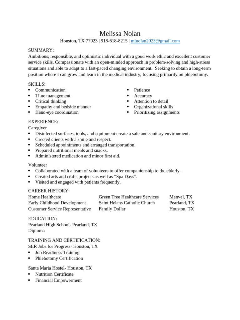 Melissa Nolan Resume | PDF