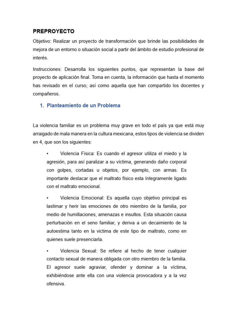 PreProyecto Transformación | PDF | Violencia | Agresión