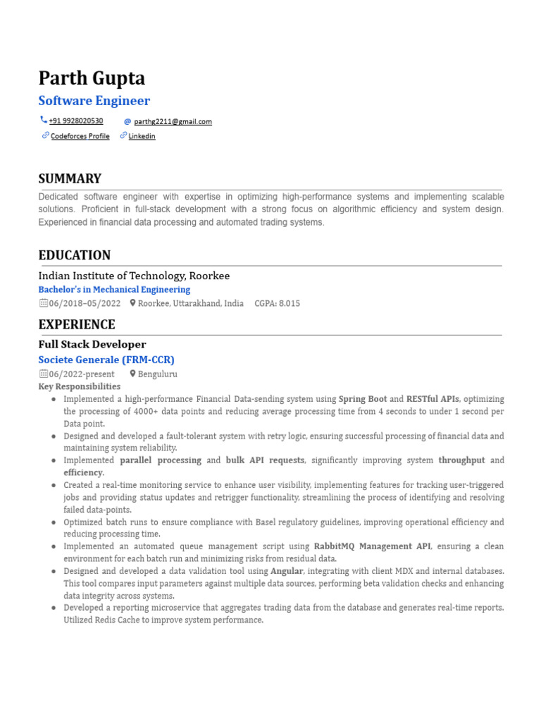 RESUME_Parth_alp | PDF | Computer Programming | Databases
