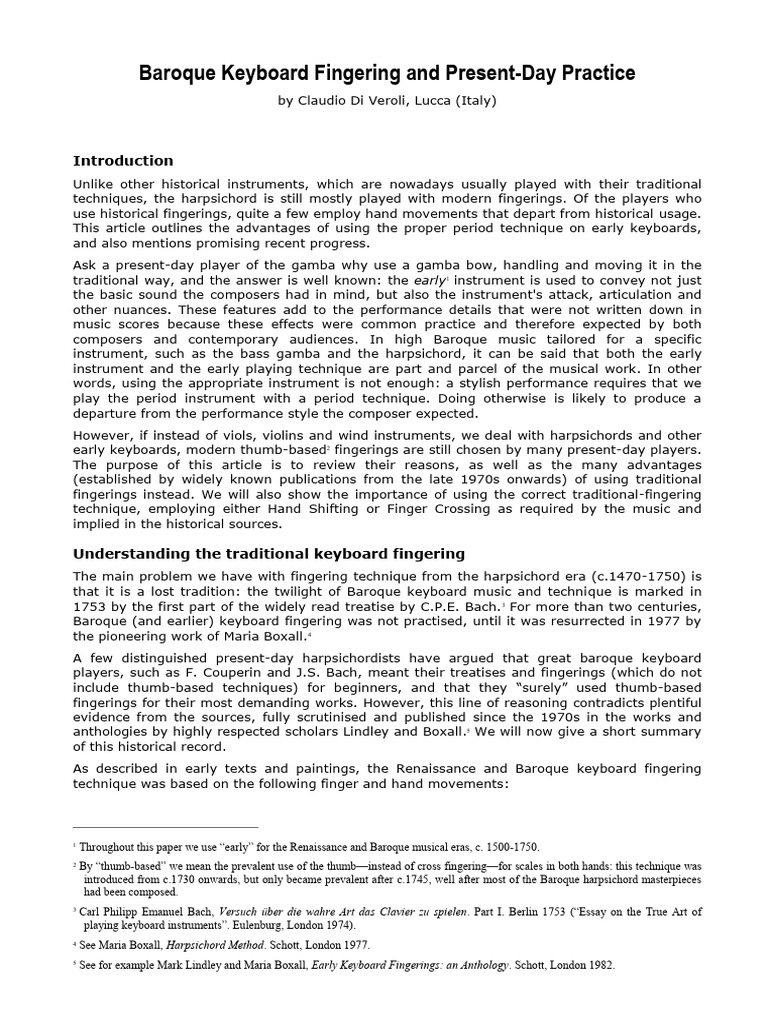 Baroque Keyboard Fingering and Present D | PDF | Harpsichord | Baroque ...