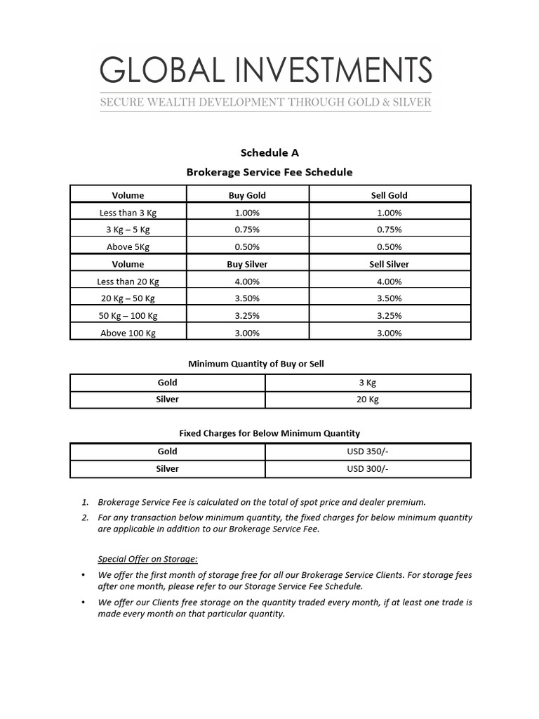 Brokerage Service Fee Schedule | PDF