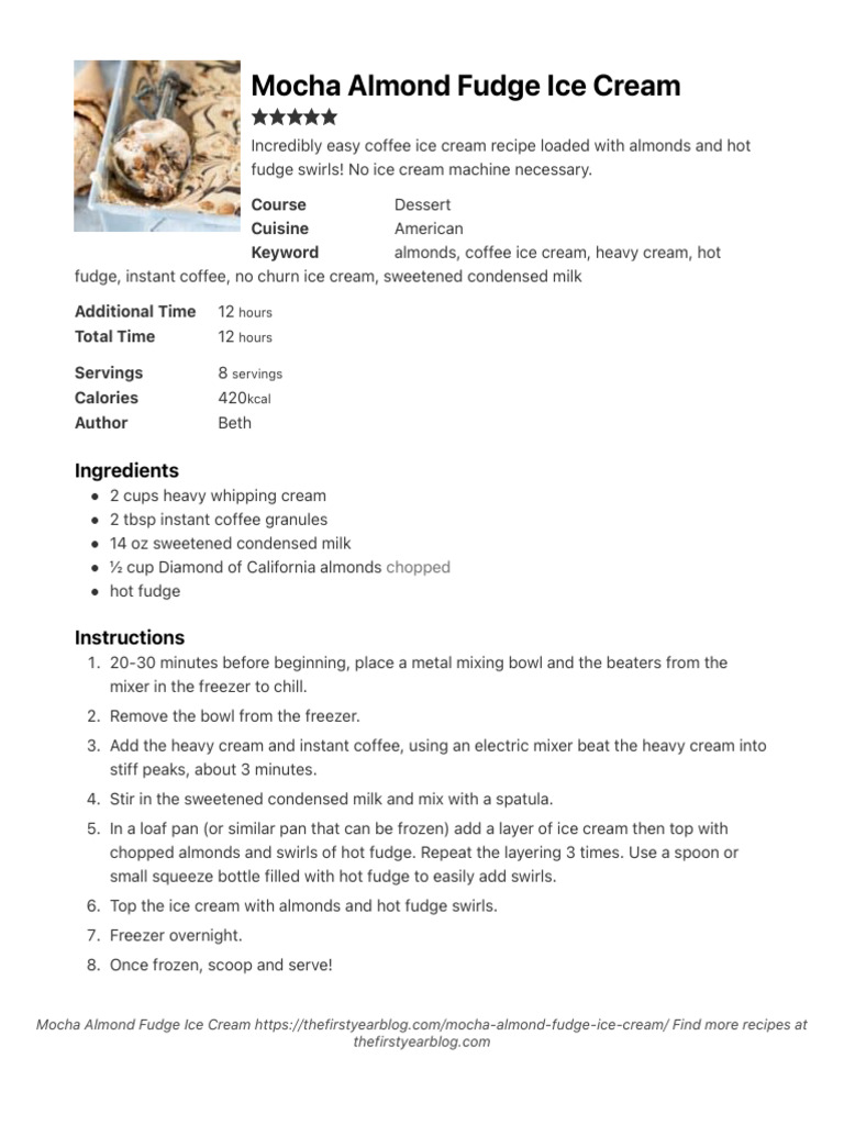 Mocha Almond Fudge Ice Cream - The First Year | PDF
