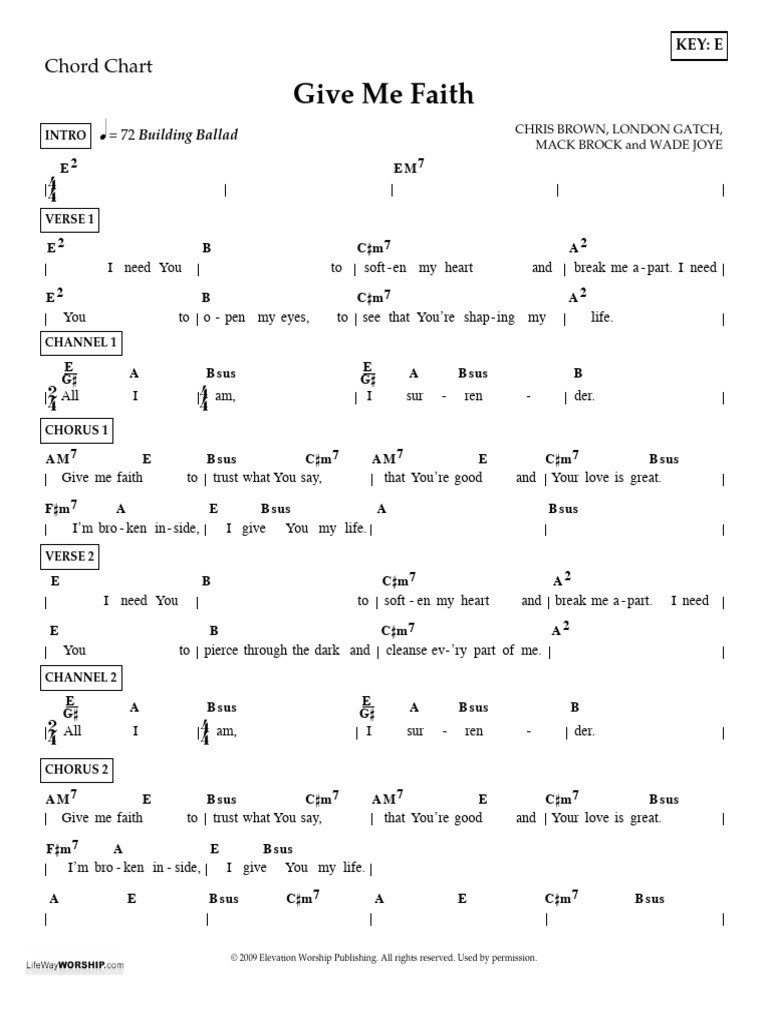 Give Me Faith - Chord Chart-E | PDF | Songs | Pop Songs