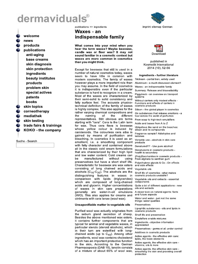 Waxes - An Indispensable Family | PDF