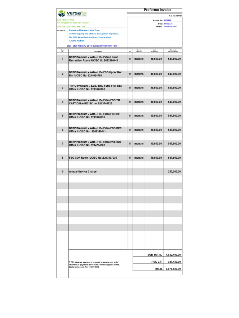 2025-2026 DSTV Subscription Invoice | PDF | Accounting