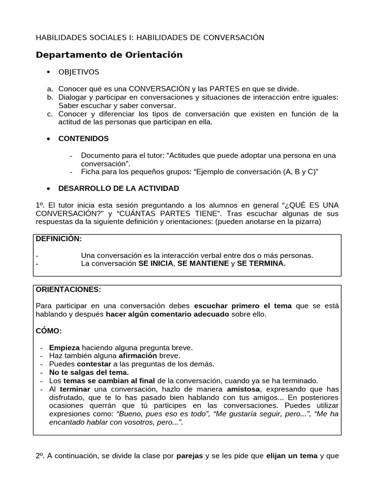 Guía de Habilidades de Conversación | PDF