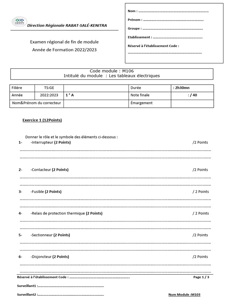 Epreuve Efmr Ge m106 v1 | PDF