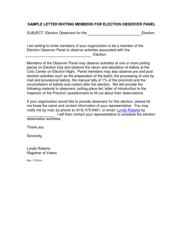 Observer Plan Letter of Invitation | PDF