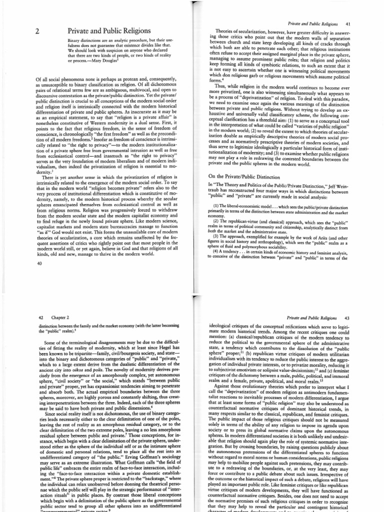 Jose Casanova-Public Religions in The Modern World-Private and Public ...