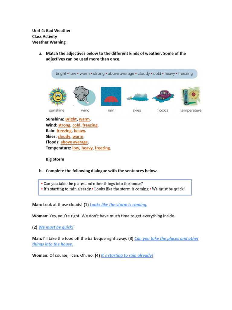 Class Activity Unit 4 Module 4 | PDF | Rain | Umbrella